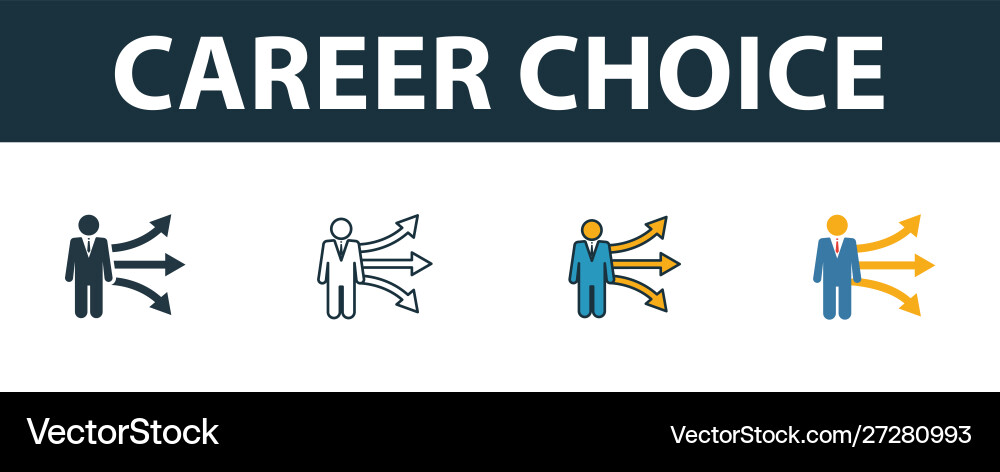 Career choice icon set premium symbol Royalty Free Vector