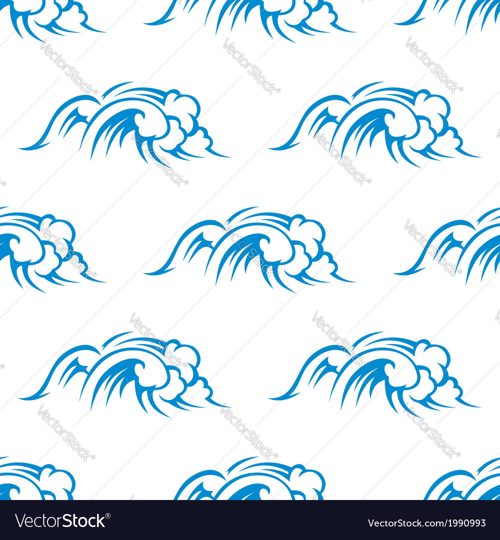 Curling breaking waves seamless pattern Royalty Free Vector