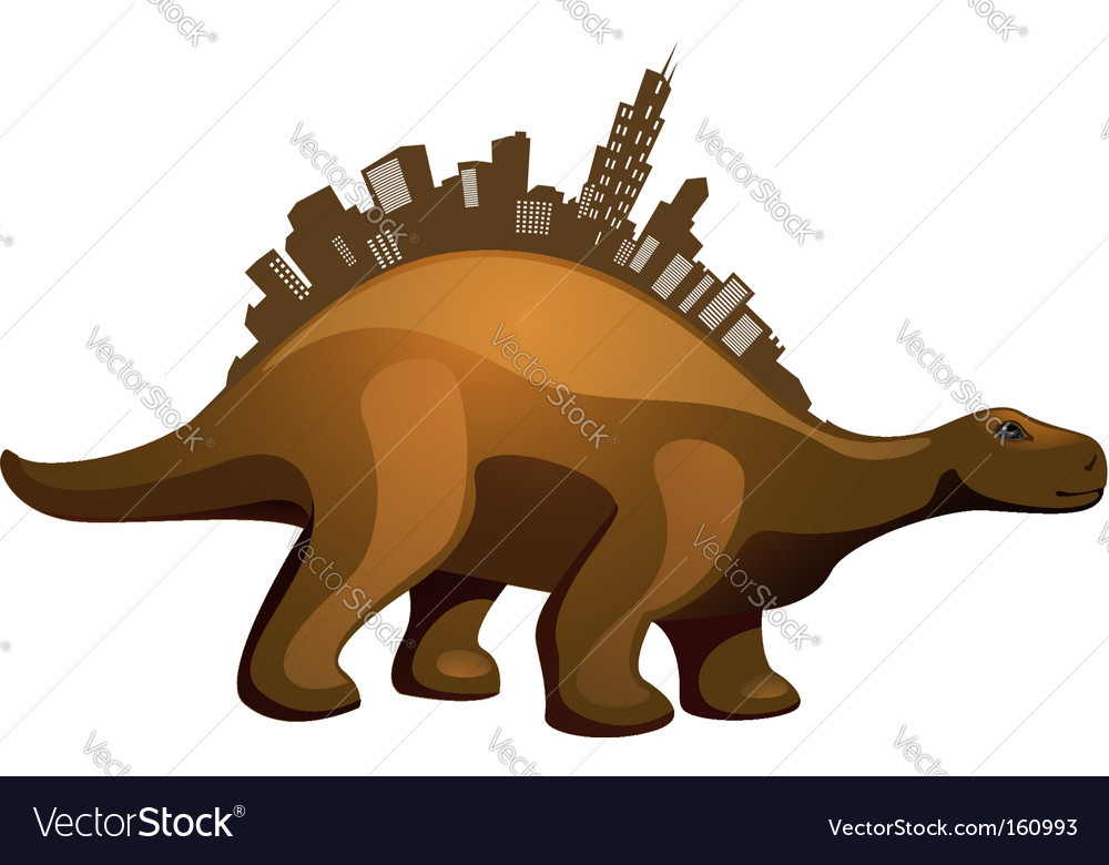 Dinosaur with buildings Royalty Free Vector Image