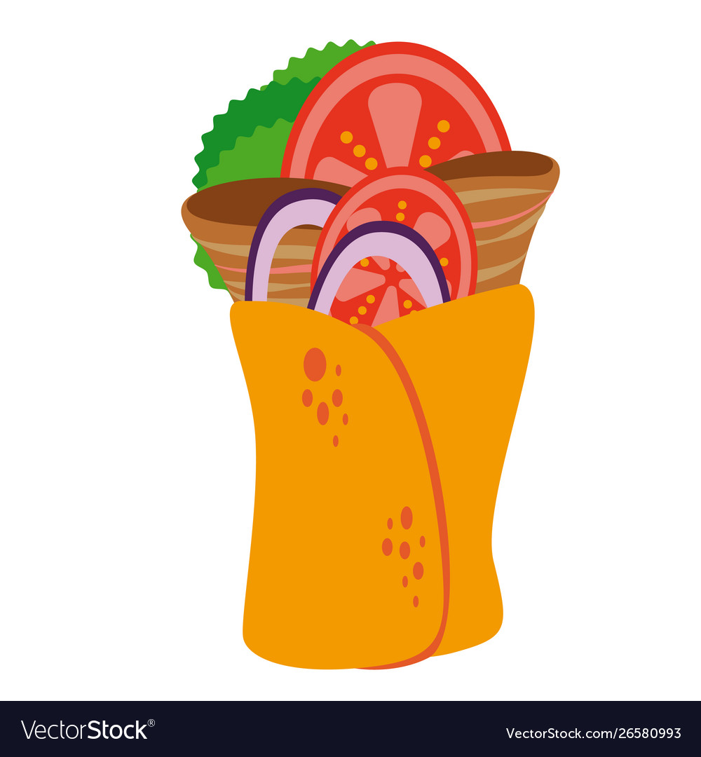 Doner kebab simple on white Royalty Free Vector Image
