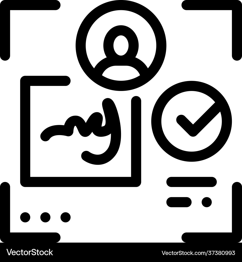 Electronic signature identity line icon Royalty Free Vector