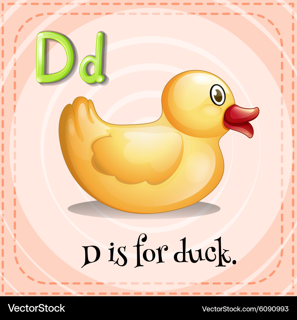 Flashcard of d is for duck Royalty Free Vector Image