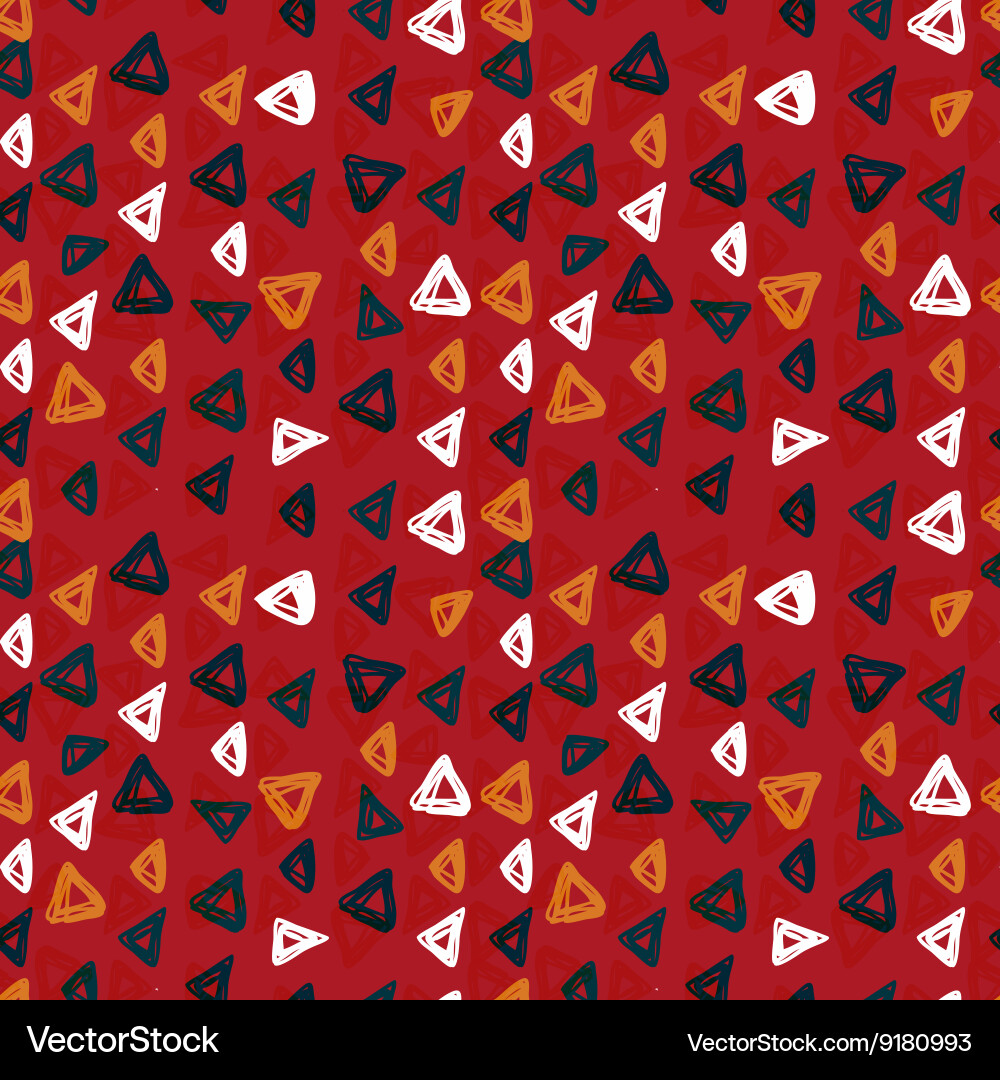 Hand drawn triangle pattern on a coloured Vector Image