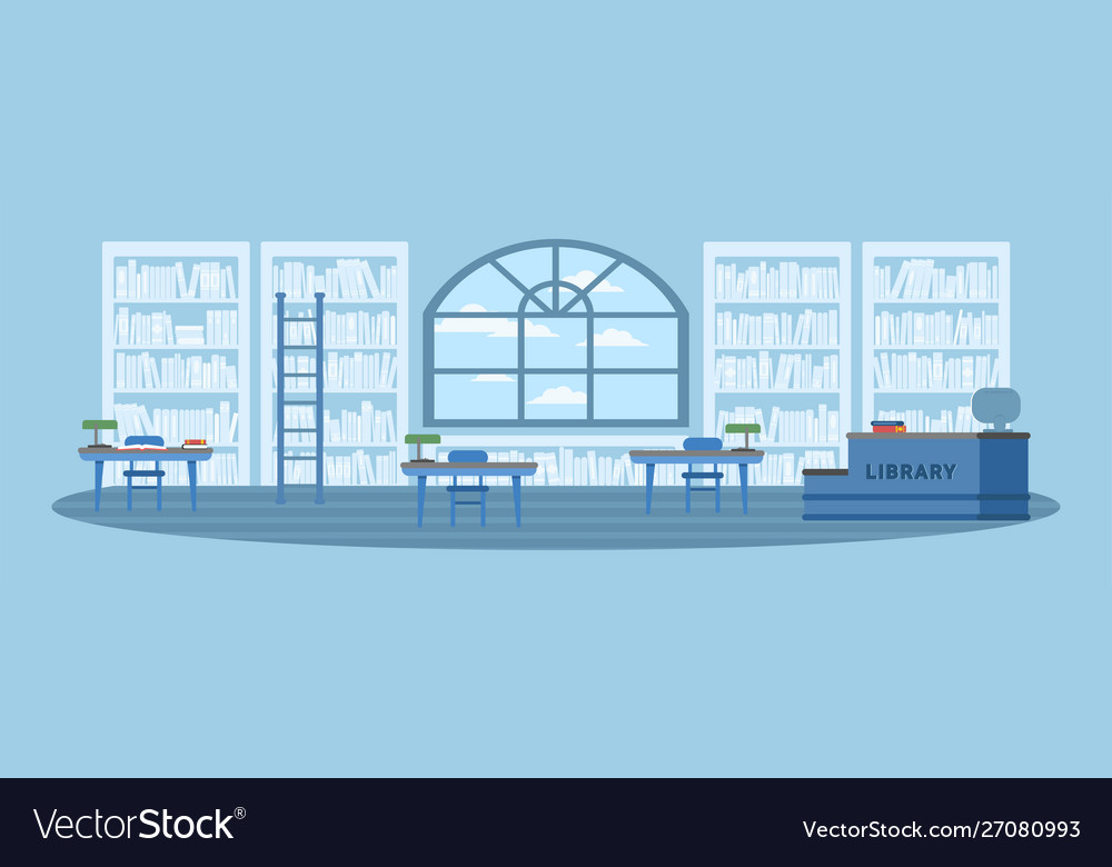 Library interior flat Royalty Free Vector Image