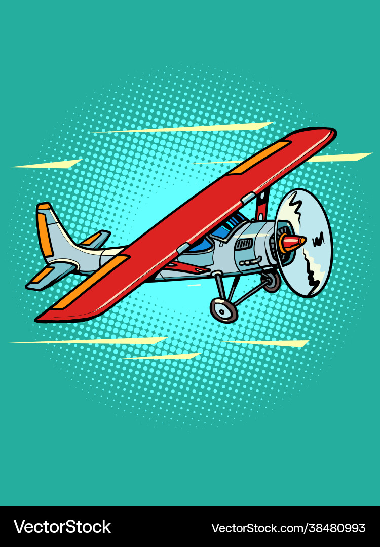 Passenger small propeller plane retro Royalty Free Vector