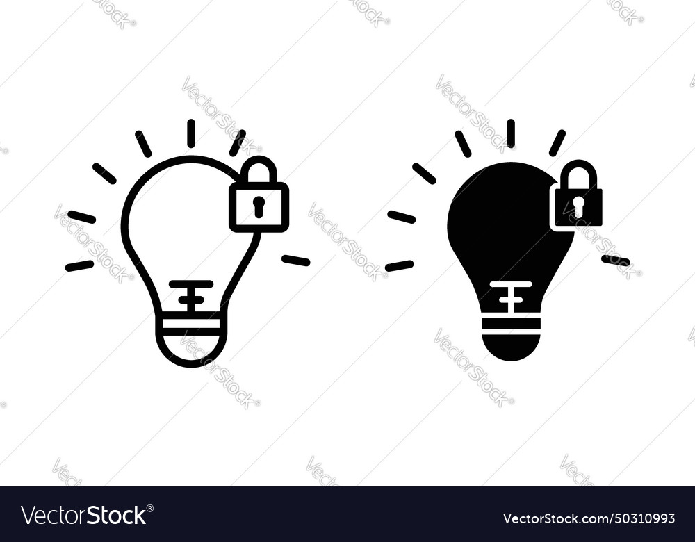 Patent and intellectual property icon set lock Vector Image
