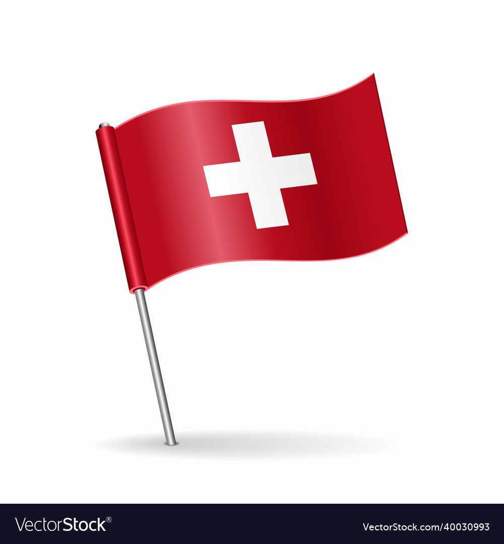 Swiss flag map pointer layout Royalty Free Vector Image