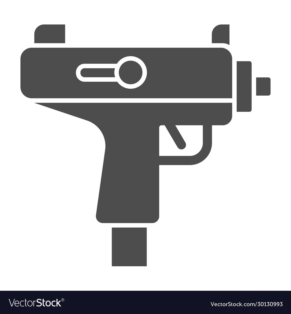 Uzi submachine gun solid icon automatic machine Vector Image