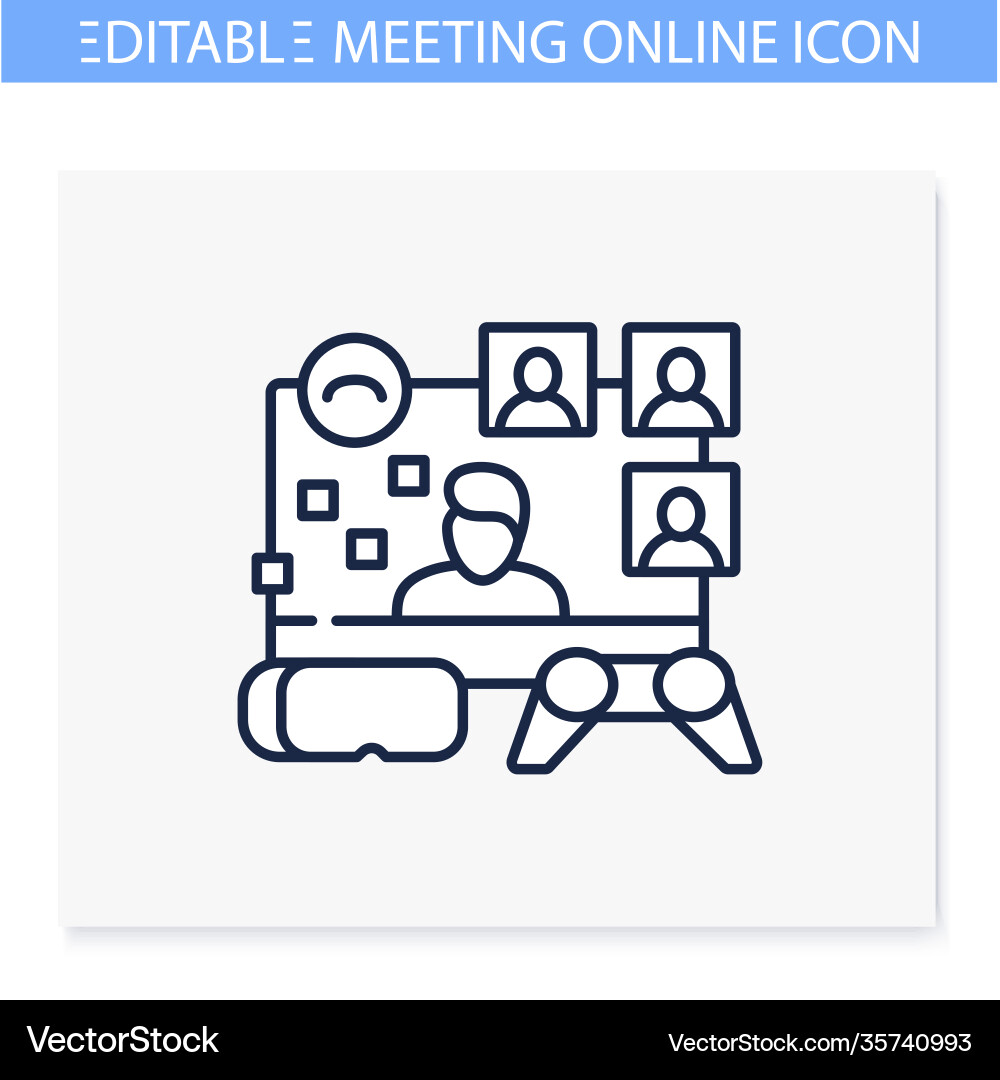 Virtual group play line icon editable Royalty Free Vector