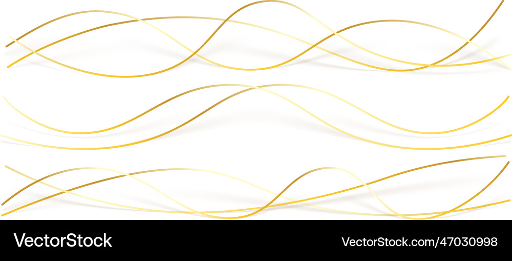 3d wavy gold lines swoosh on white background Vector Image