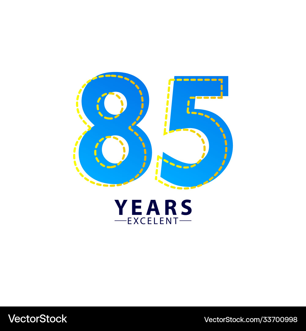 85 years excellent anniversary celebration blue Vector Image