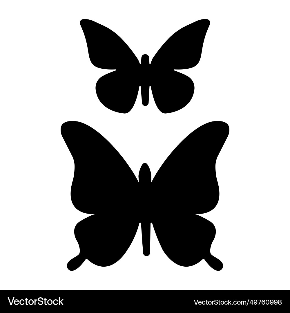 Butterfly black silhouette small and big Vector Image