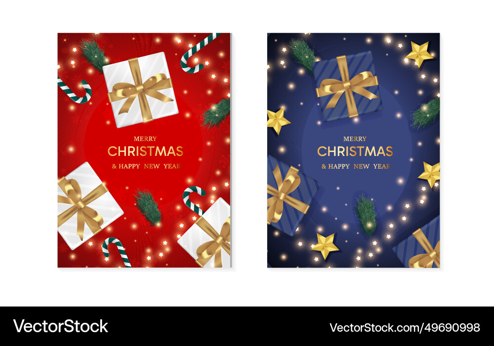 Christmas border with gift box fir branches Vector Image