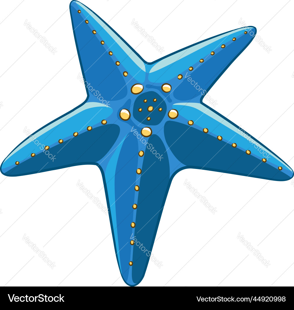 Colorful cartoon blue starfish Royalty Free Vector Image