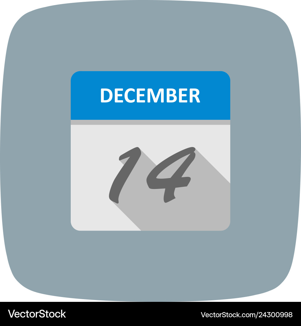 December 14th date on a single day calendar Vector Image