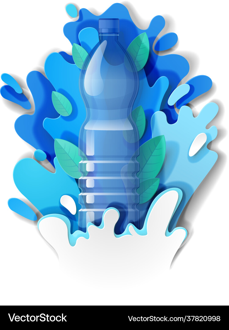 Drink water plastic bottle paper cut liquid Vector Image