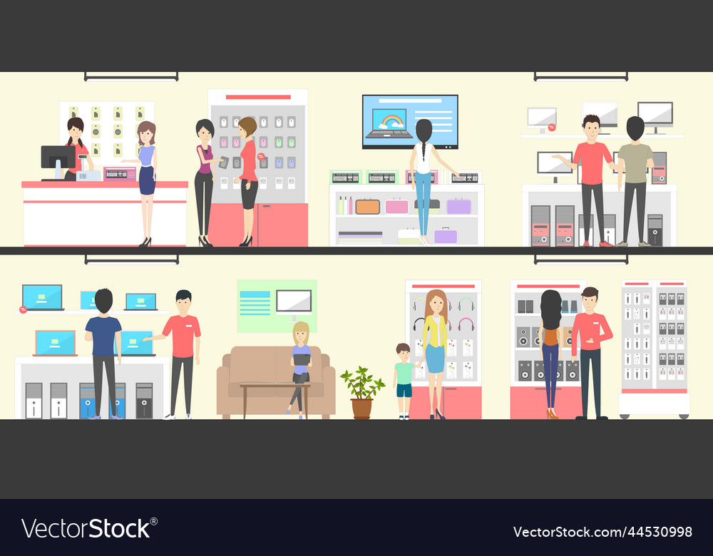 Electronics store set Royalty Free Vector Image