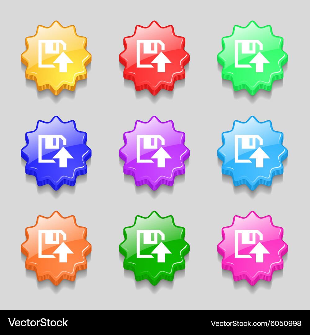 Floppy icon flat modern design symbols on nine Vector Image