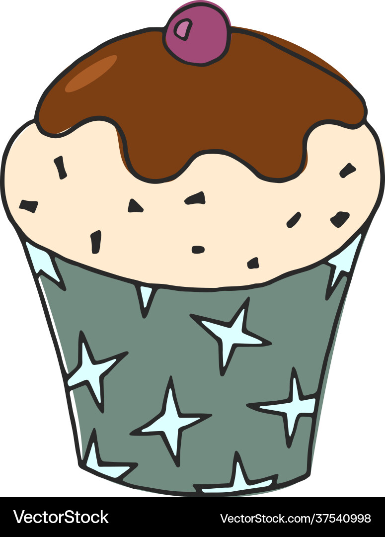 Hand drawn cupcake on white background Royalty Free Vector