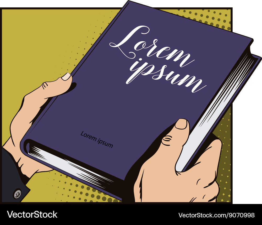 Hands with book cover for your brand Royalty Free Vector
