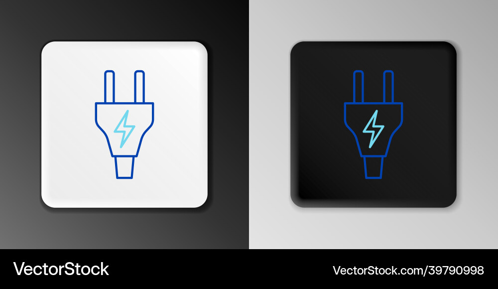 Line electric plug icon isolated on grey Vector Image