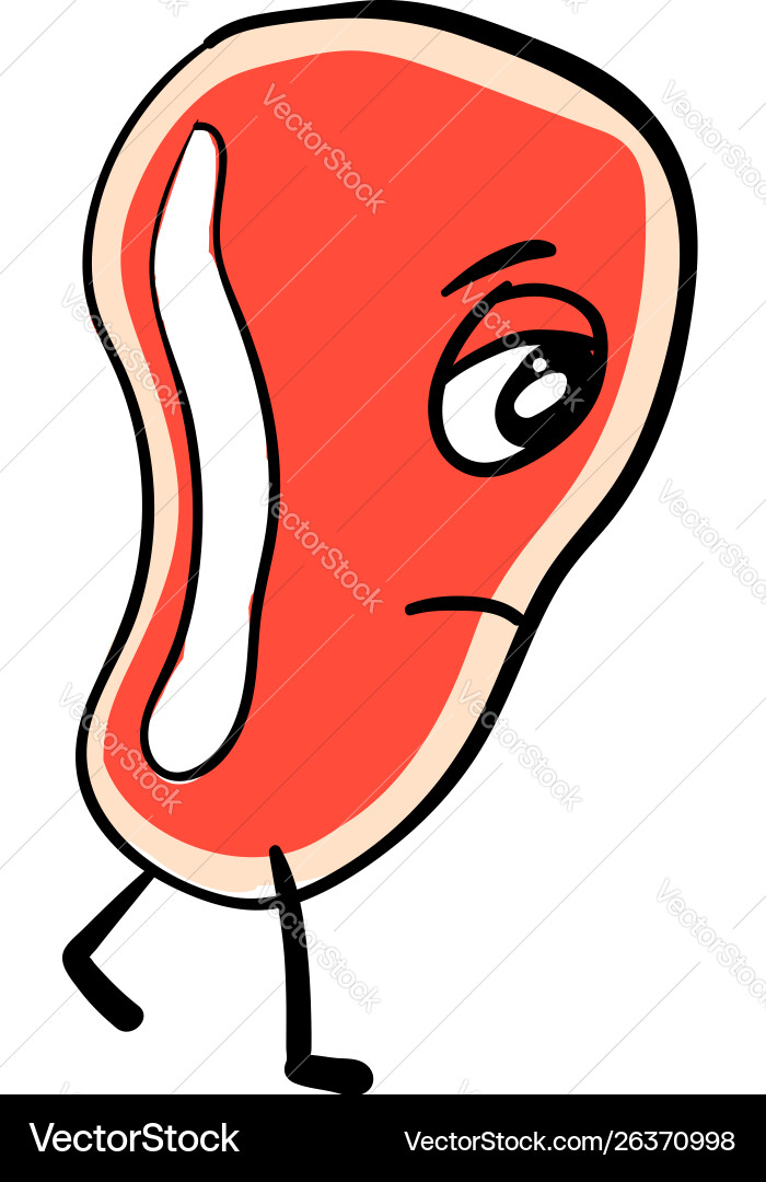 Sad meat with eyes on white background Royalty Free Vector