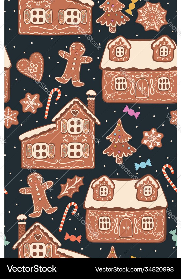 Seamless pattern with christmas gingerbread Vector Image