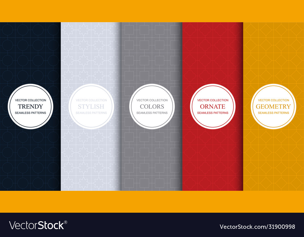 Set seamless colorful geometric patterns Vector Image