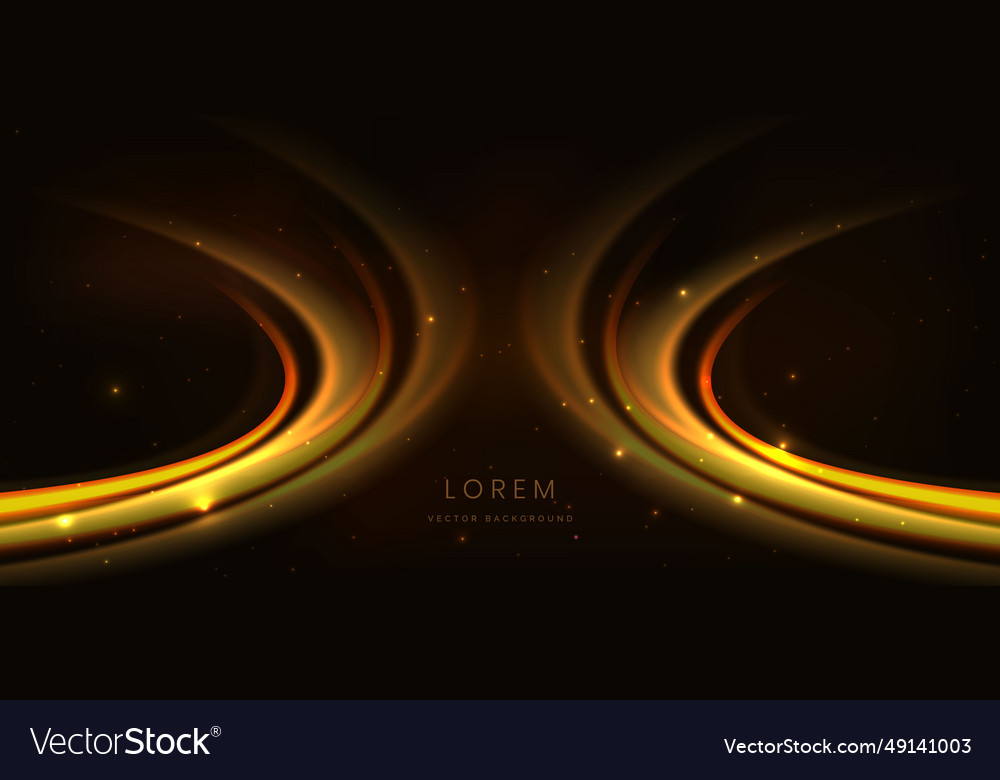 Abstract glowing gold curved element on dark Vector Image