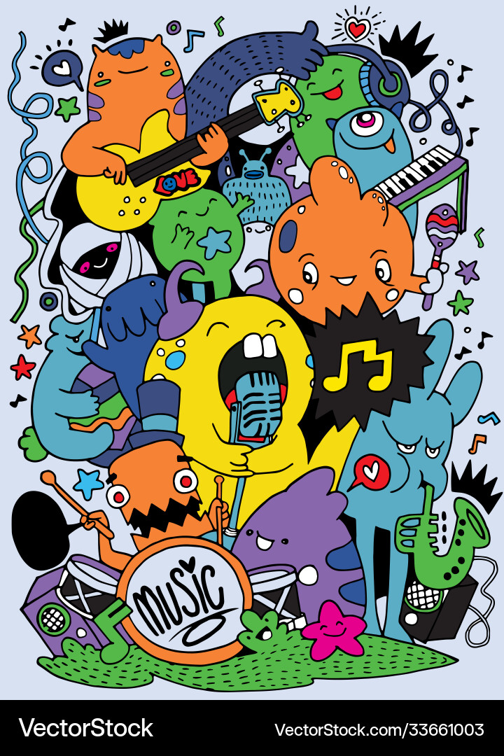 Abstract music background collage with musical Vector Image