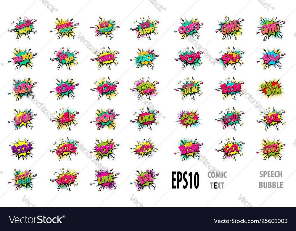 Big set comic text speech bubble Royalty Free Vector Image