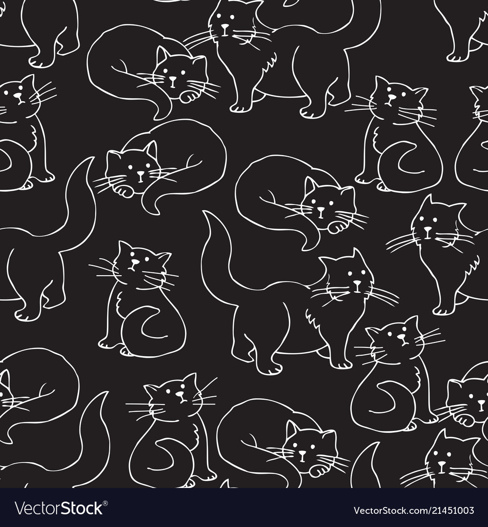 Black cats seamless pattern Royalty Free Vector Image