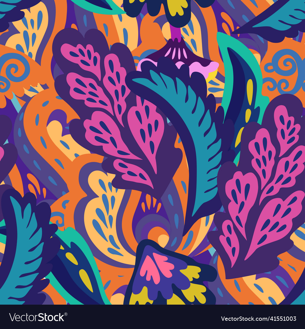 Bright colorful seamless pattern with floral Vector Image