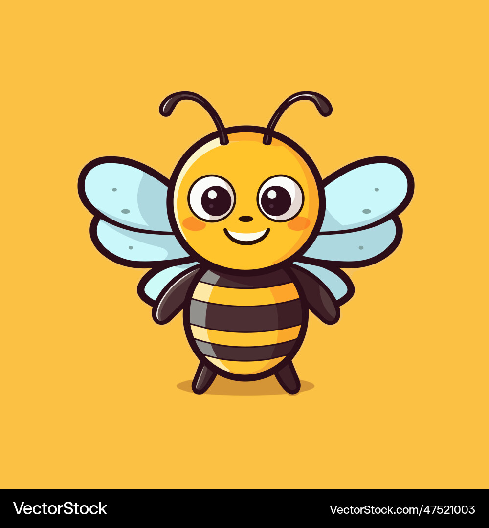 Cartoon kawaii anime bee Royalty Free Vector Image