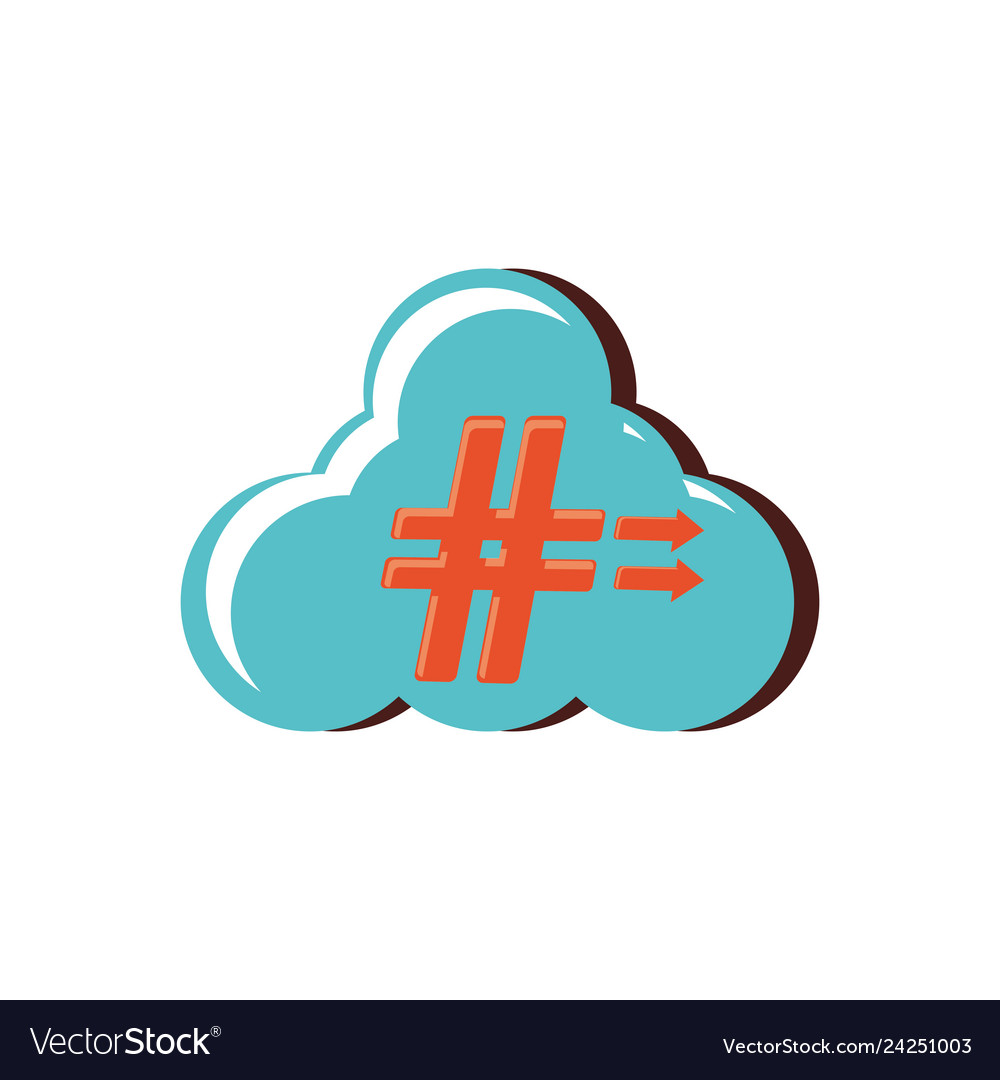 Cloud computing with pound key Royalty Free Vector Image