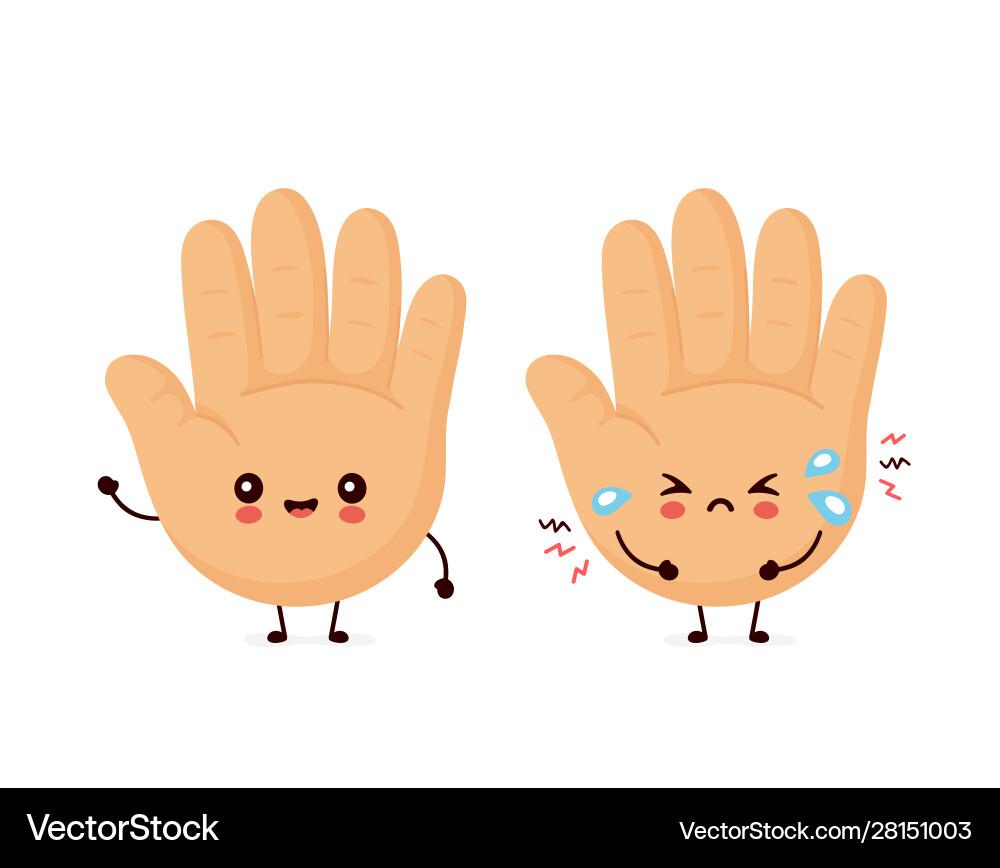 Cute smiling happy and sad human hand Royalty Free Vector