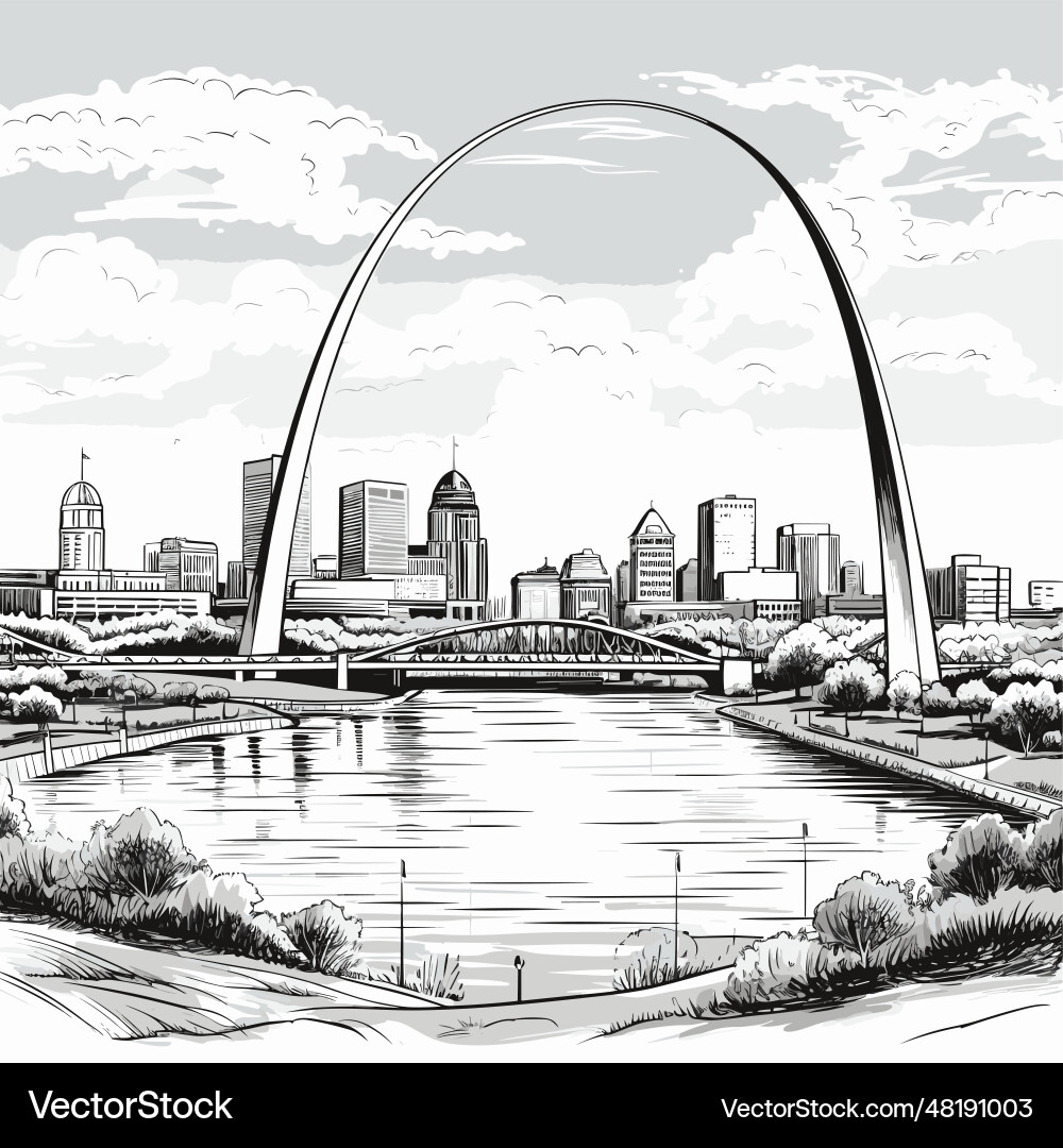 Gateway arch arch hand-drawn comic Royalty Free Vector Image