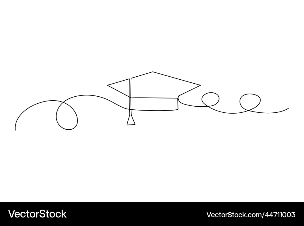 Graduate hat line education degree ceremony Vector Image