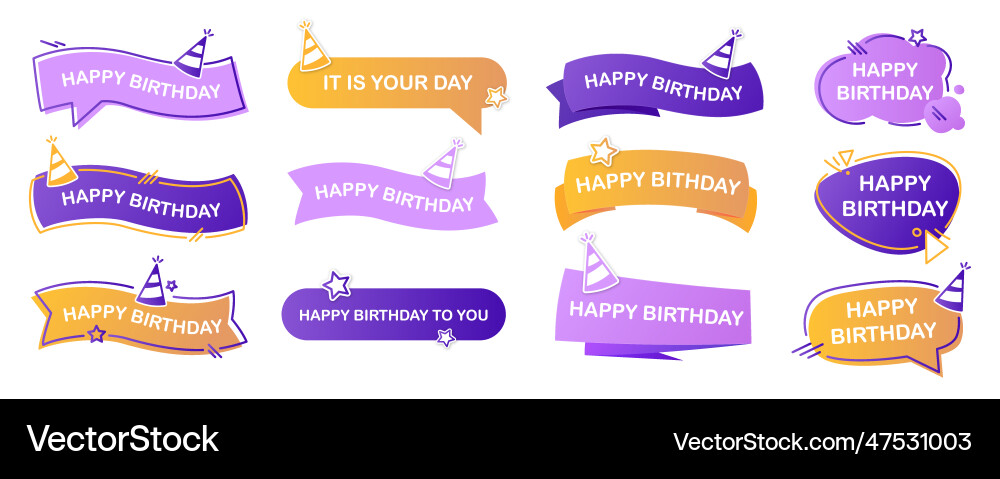 Happy birthday lettering set Royalty Free Vector Image