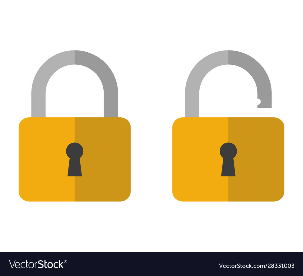 Opened and closed locks flat Royalty Free Vector Image