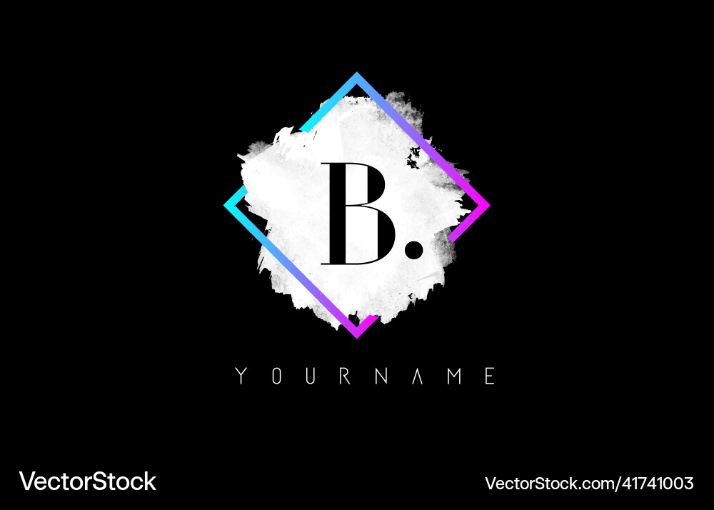 Purple b letter logo design with white stroke Vector Image