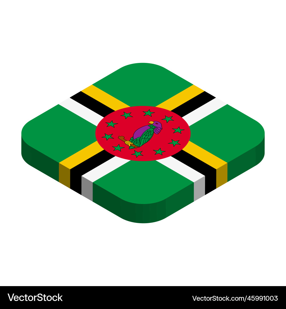 Rounded square isometric flag of dominica Vector Image