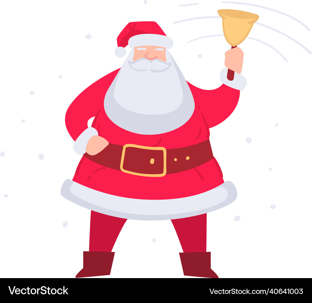 Santa claus ringing bell christmas celebration Vector Image