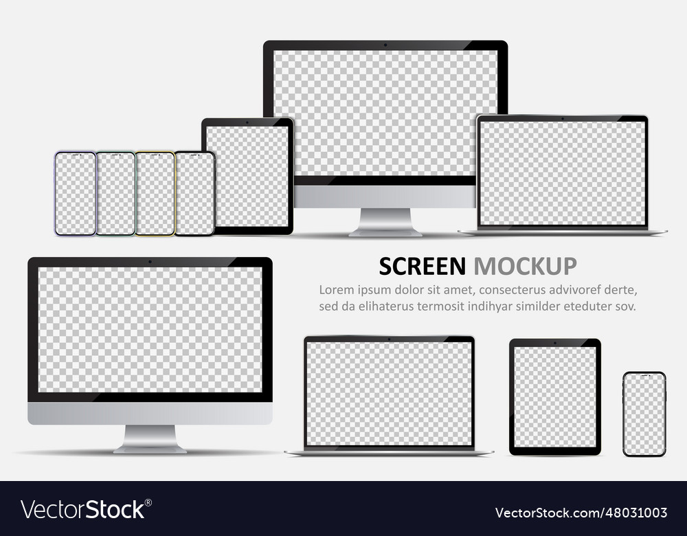 Screen mockup computer monitor laptop tablet and Vector Image