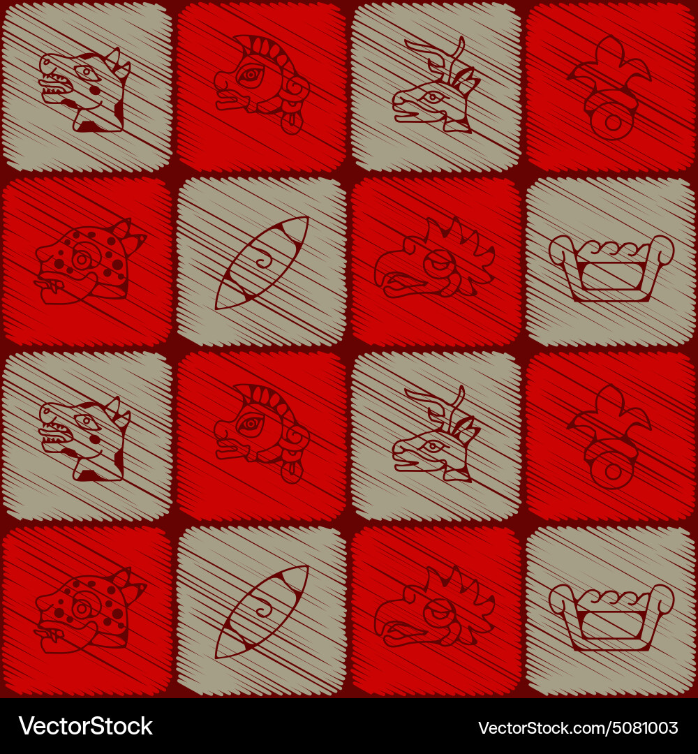 Seamless background with aztec calendar day glyphs