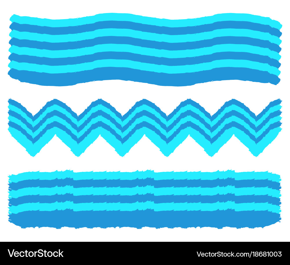 Set hand painted wave brush strokes watercolor Vector Image