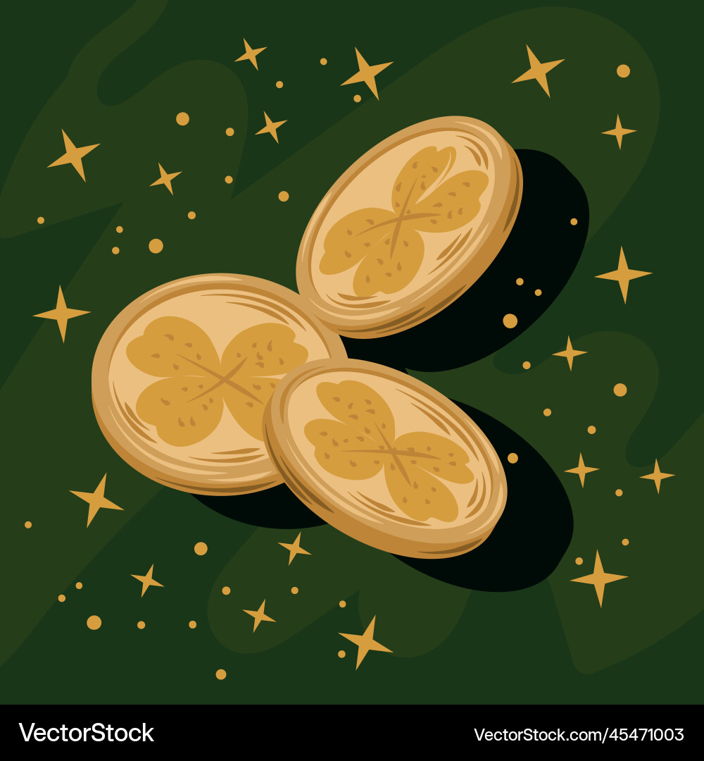 St patricks day coins Royalty Free Vector Image