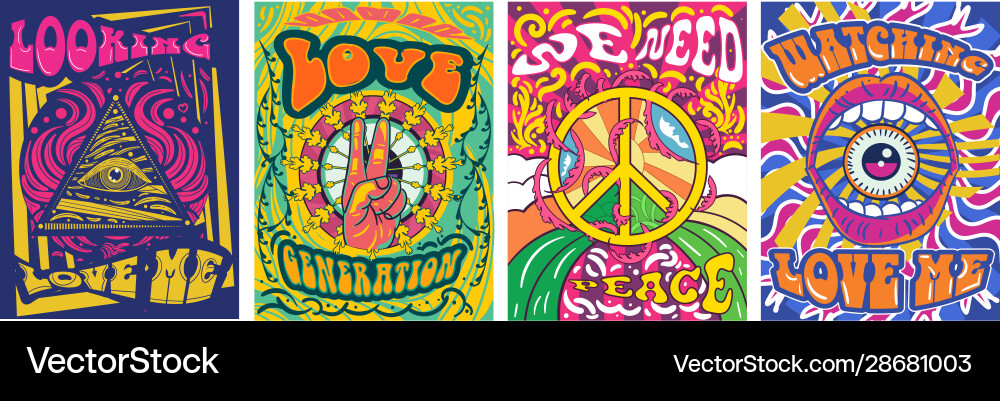 Vibrant colorful we need peace design Royalty Free Vector