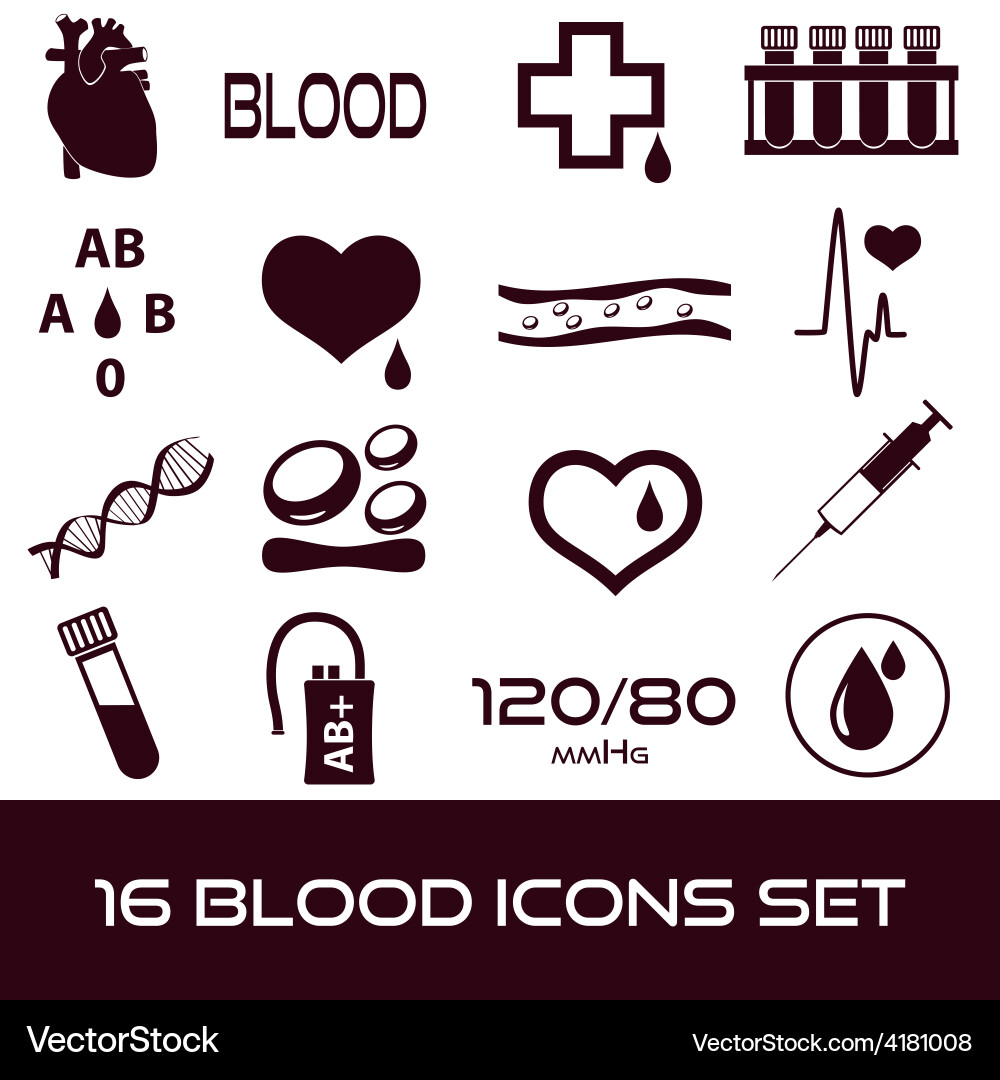 16 simple blood icons set eps10 Royalty Free Vector Image