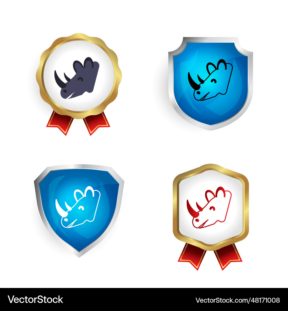 Abstract flat rhino head badge and label Vector Image